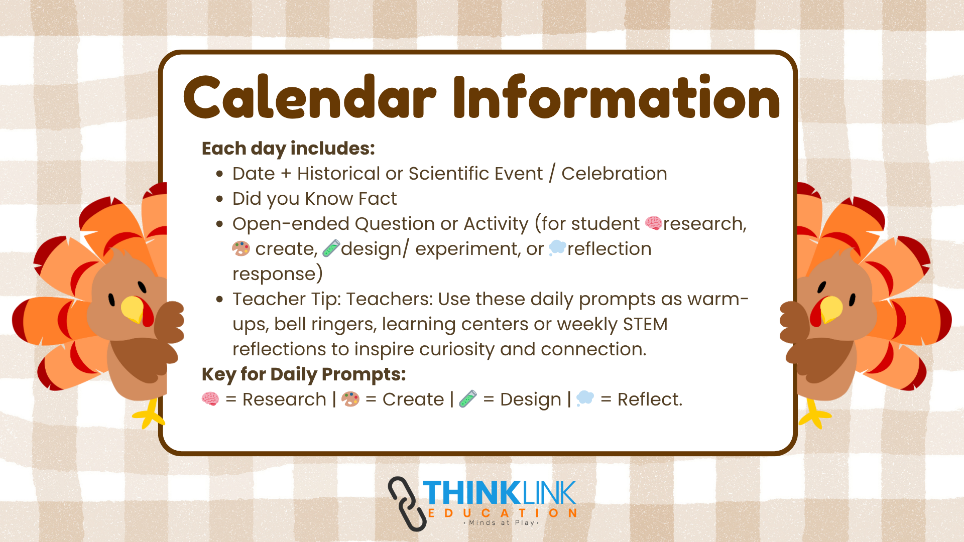 November Innovation & Discovery Calendar – Think Link Education